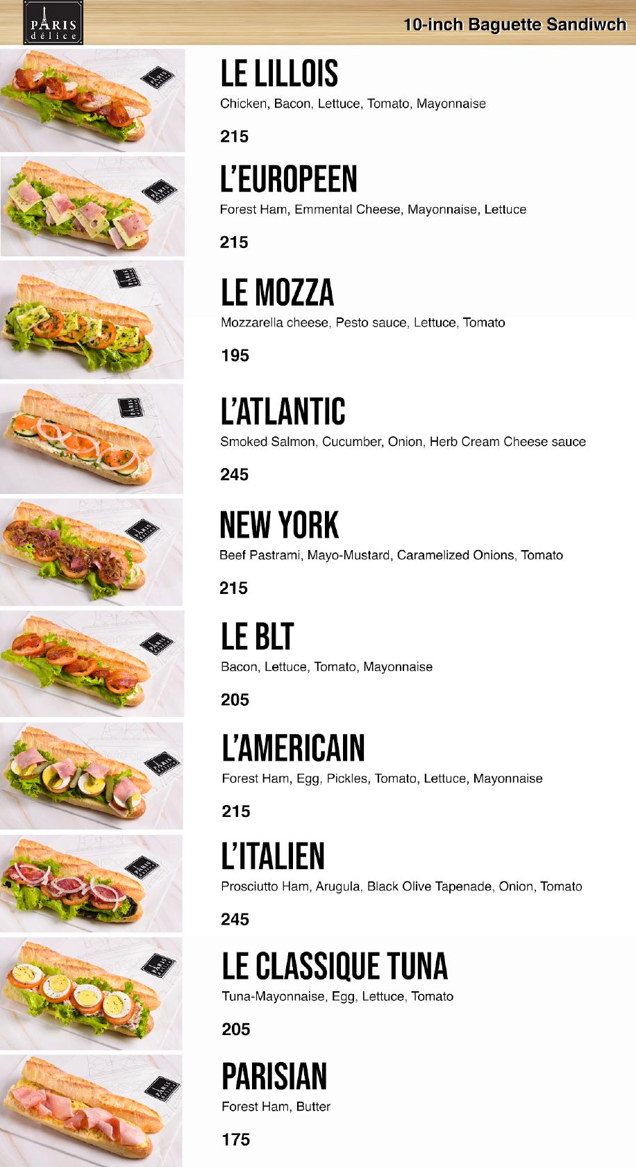 Menu at Paris Délice restaurant, Makati, Mile Long Building G/f ...