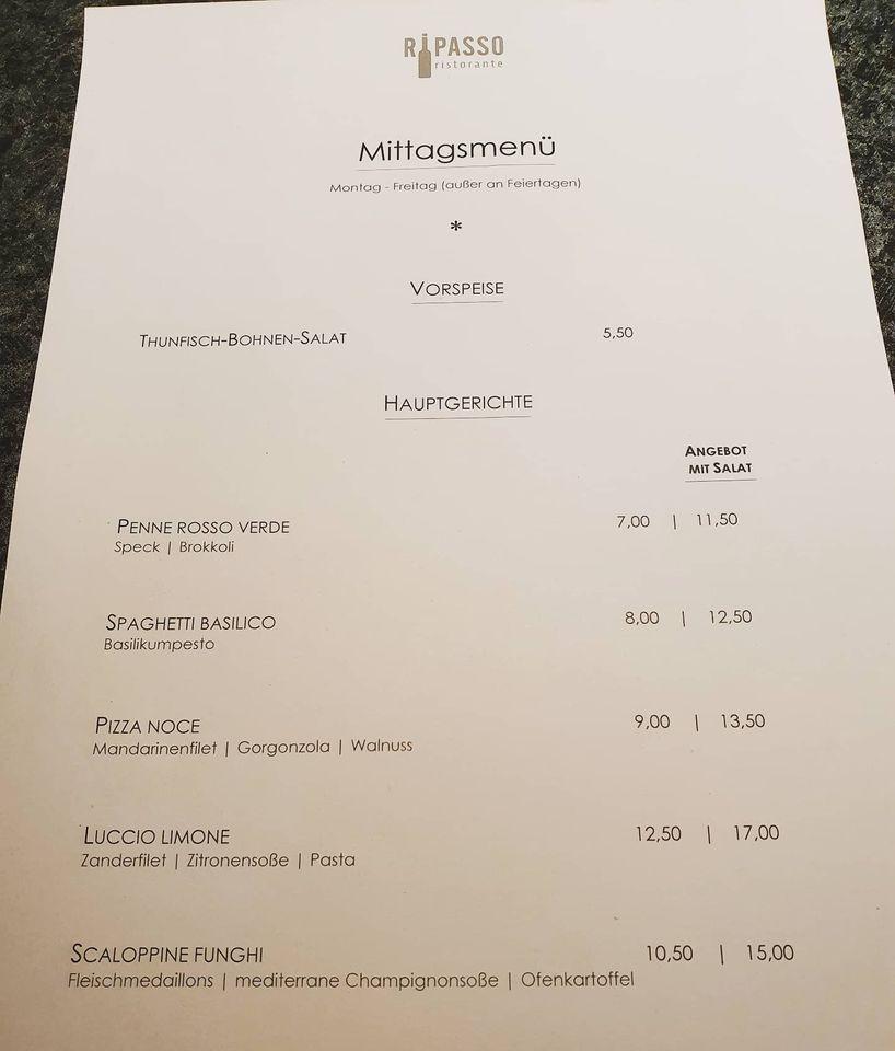Menu at Ristorante Ripasso restaurant, Augsburg