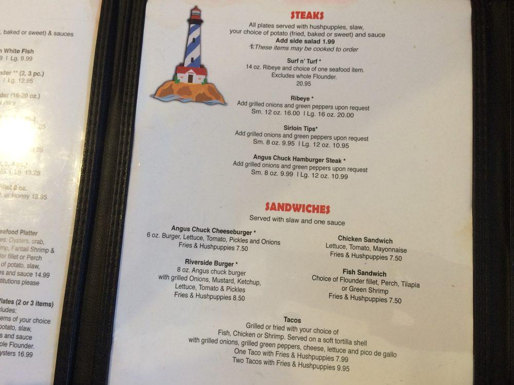 Menu at Riverside Fish House restaurant, Dallas
