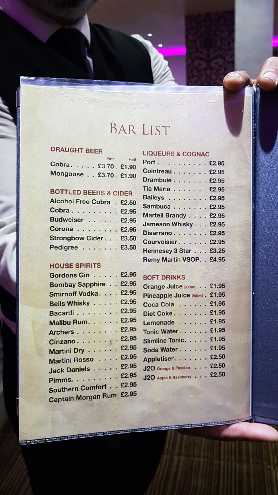 Menu at Tamarind Restaurant Spondon, Derby