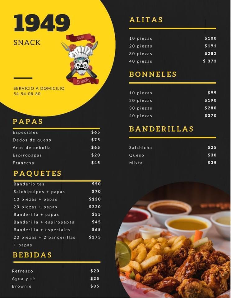 Menu at X FOOD PARK restaurant, Mazatlán