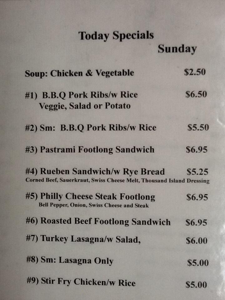 Menu at American Employee Cafeteria (Ramp Level), Los Angeles