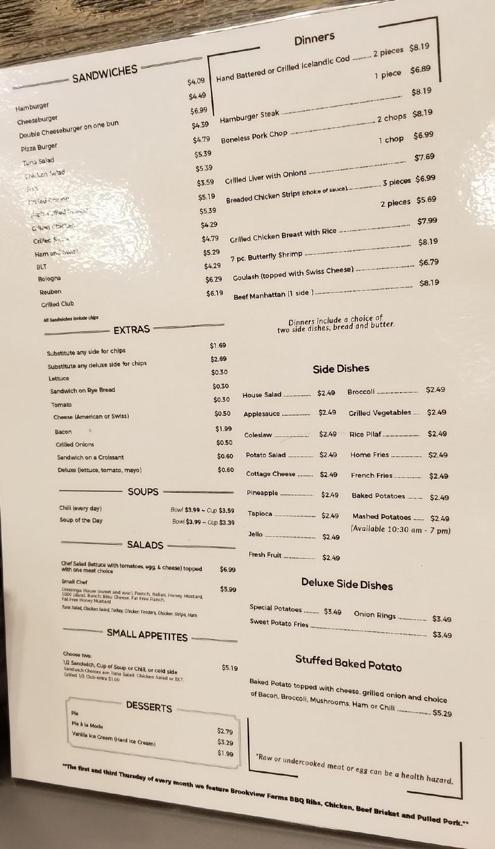 Menu at The Home Restaurant, Archbold