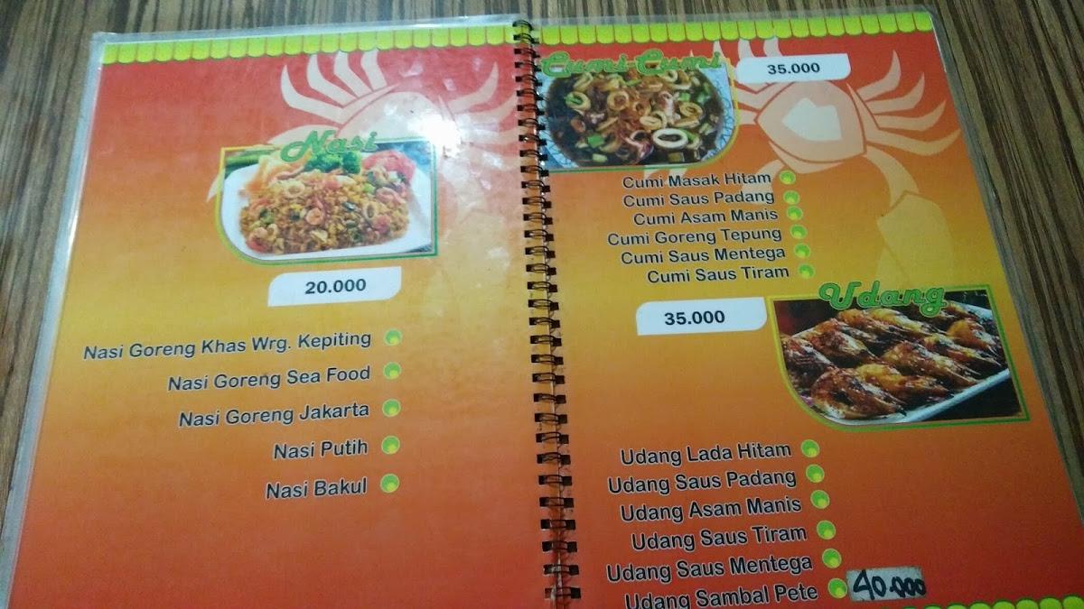 Menu at Warung kepiting & Seafood restaurant, Makassar