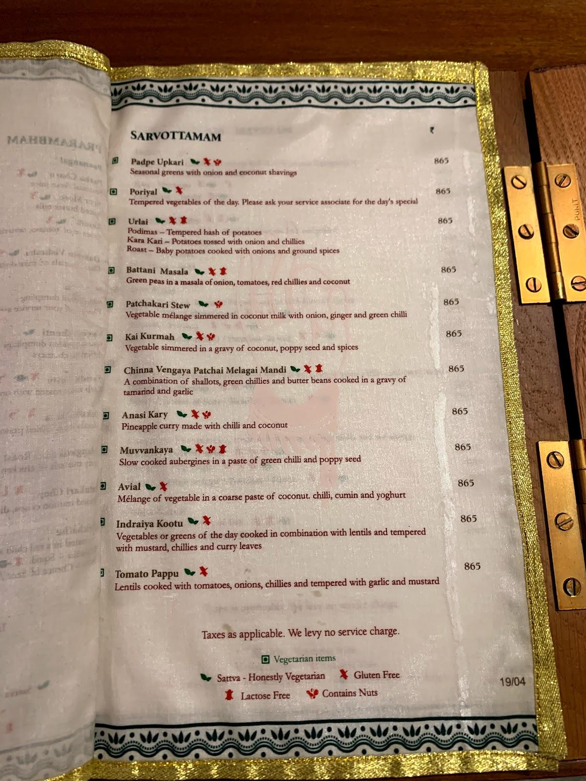 Menu at Dakshin Coastal, Mumbai, 31/1