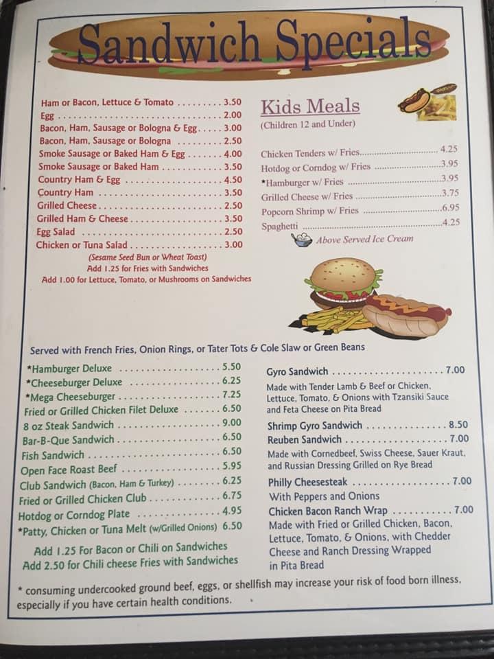 Menu at George's Restaurant, Georgetown
