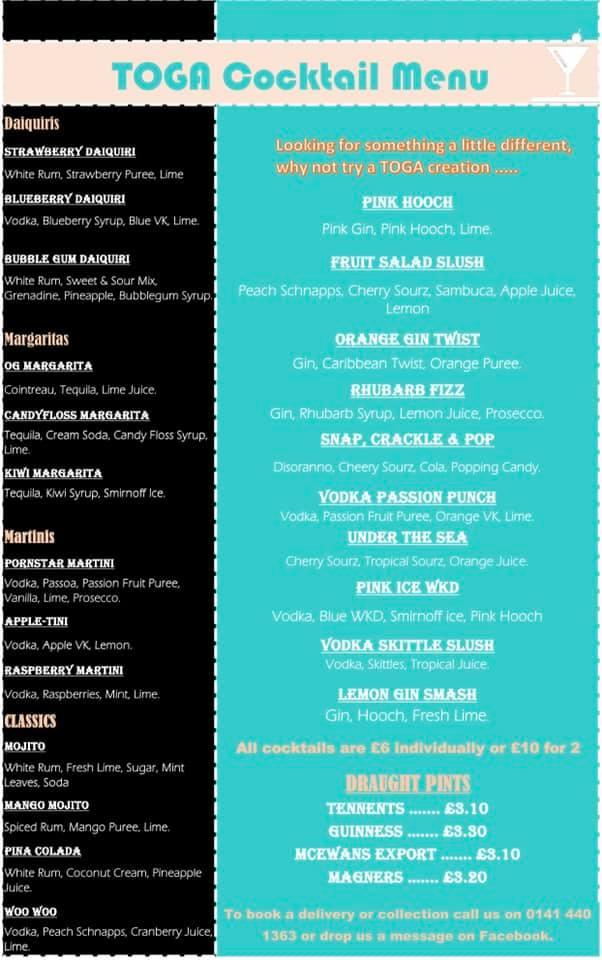 Menu at The Old Govan Arms pub & bar, Glasgow