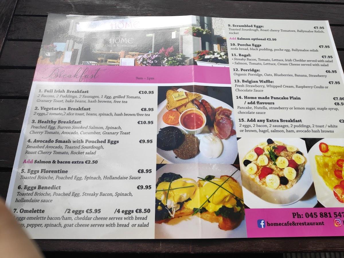 Menu at Home Café & Restaurant, Naas