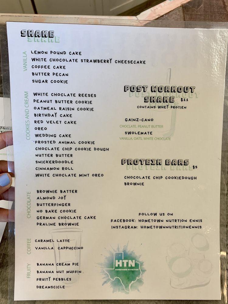 Menu at Hometown Nutrition Ennis pub & bar, Ennis