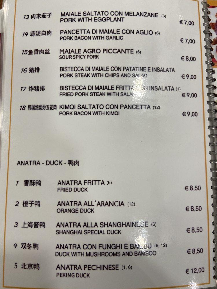 Menu at Ristorante Cinese Wang xiang lou, Rome