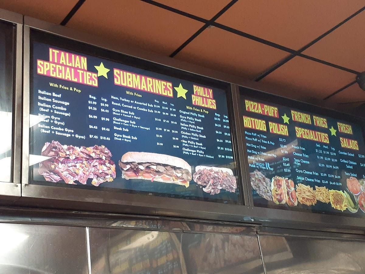 Menu at Star Gyros fast food, Chicago, Roosevelt Rd