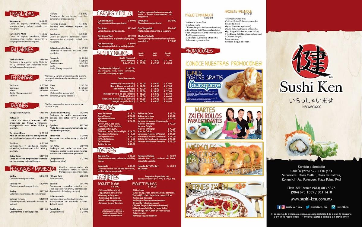 Carta del restaurante Sushi Ken palenque, Cancún, Av. Palenque Mz 4
