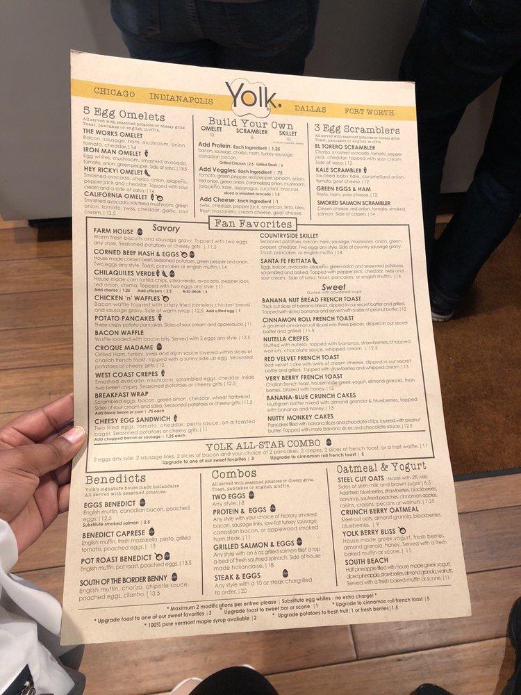 Menu at Yolk - Marina City restaurant, Chicago, 340 N State St