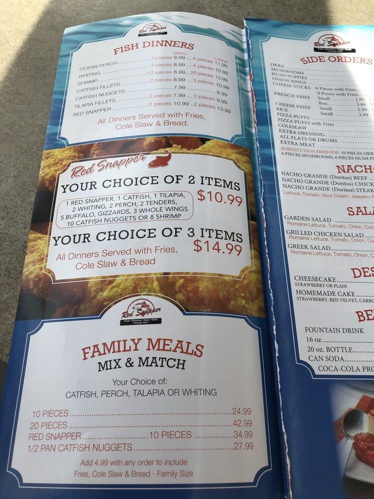 Menu at red snapper fish & chicken restaurant, Hapeville