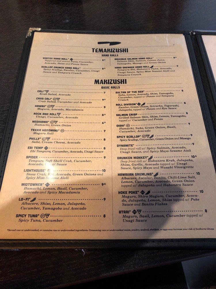 Menu at Akira Aptos restaurant, Aptos