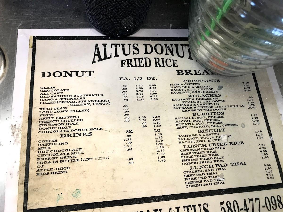 Carta del restaurante Altus Donuts & Fried Rice, Altus