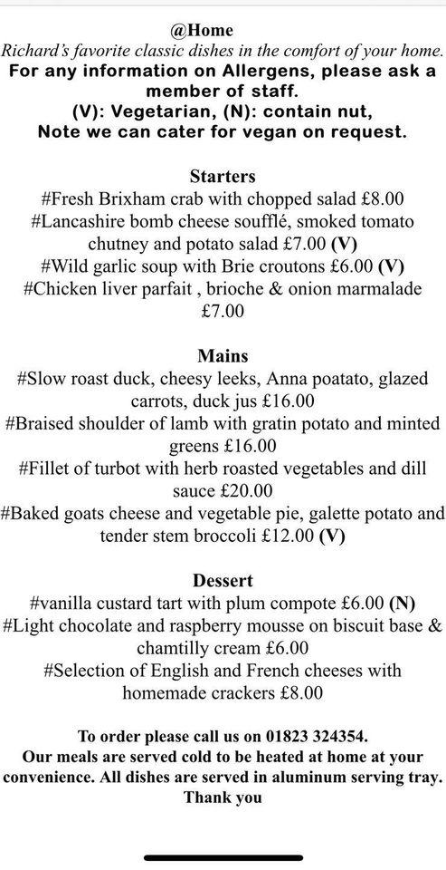 Menu at Augustus Restaurant, Taunton