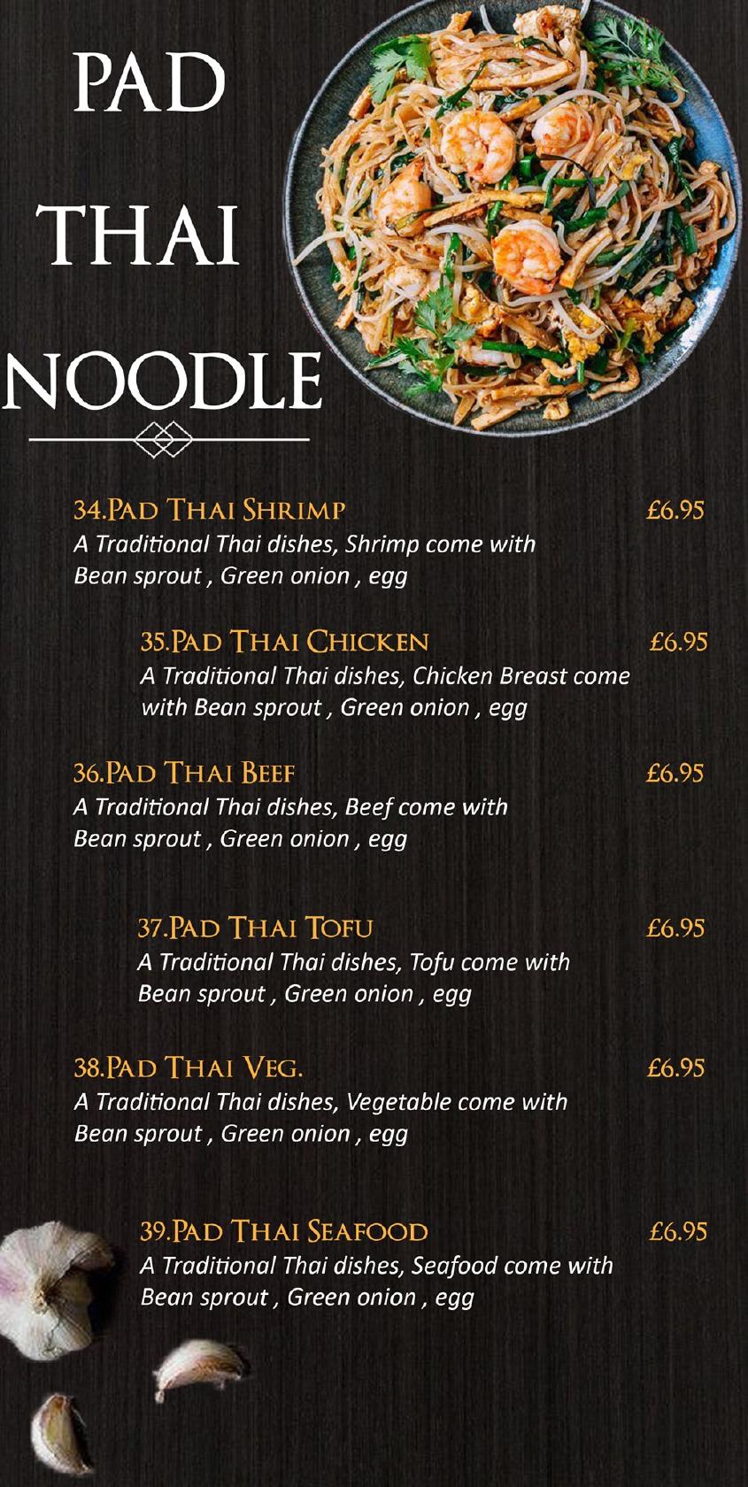 Menu at Bangkok Taste Thai Restaurant, London