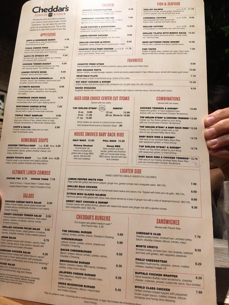 Menu at Cheddar's Scratch Kitchen restaurant, Gastonia, E Franklin Blvd
