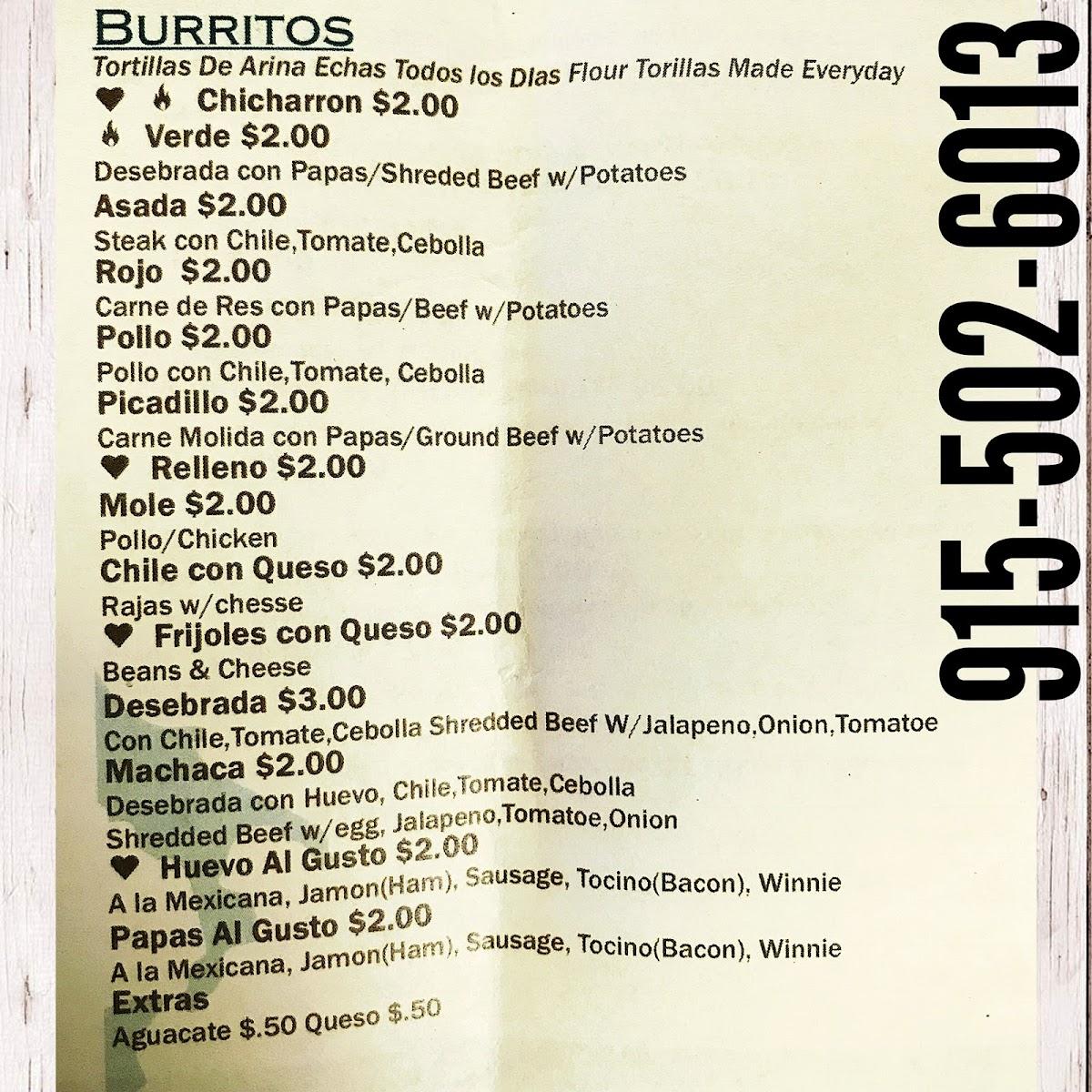 Menu at Emilianos Pizza & Mexican Food pizzeria, Vinton