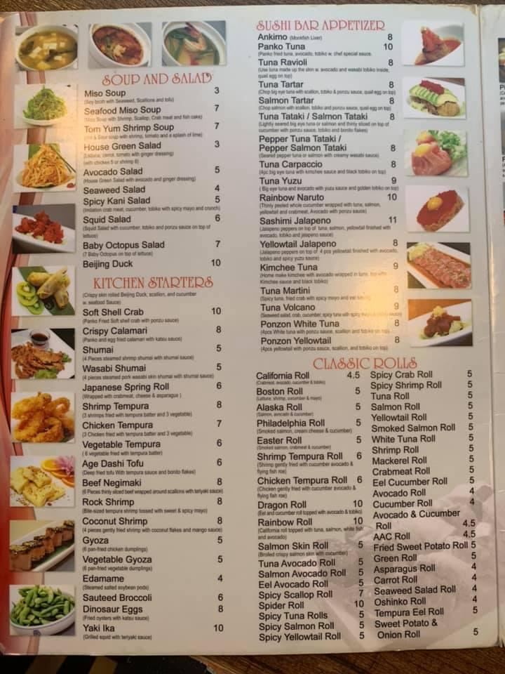 Menu at Shokudo sake bar, Glastonbury