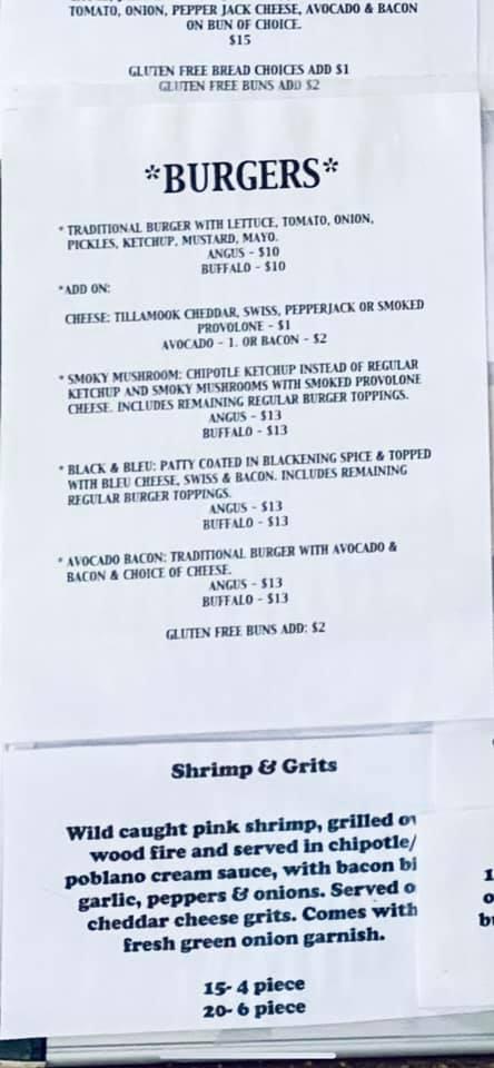 Menu at Out Of The Box restaurant, Anchorage, Spenard Rd