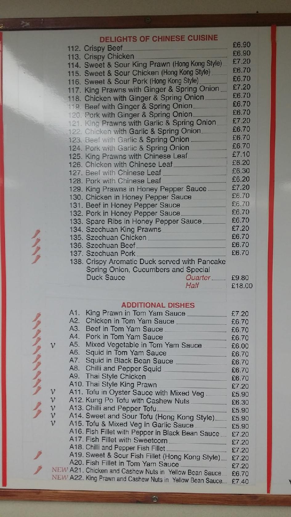 Menu at Siew May fast food, Dawlish