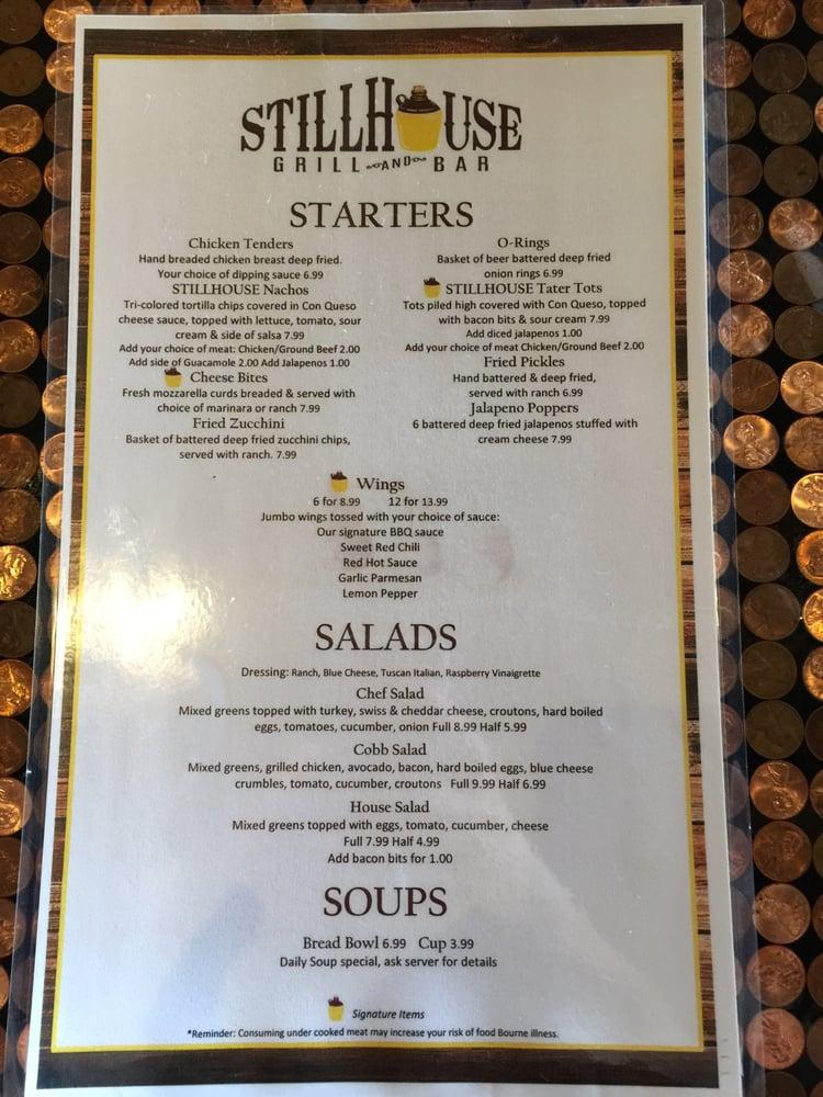 Menu at Stillhouse Grill and Bar, Tucson
