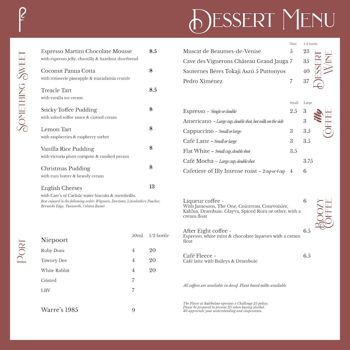Menu at The Fleece At Ruleholme pub & bar, Brampton, A689