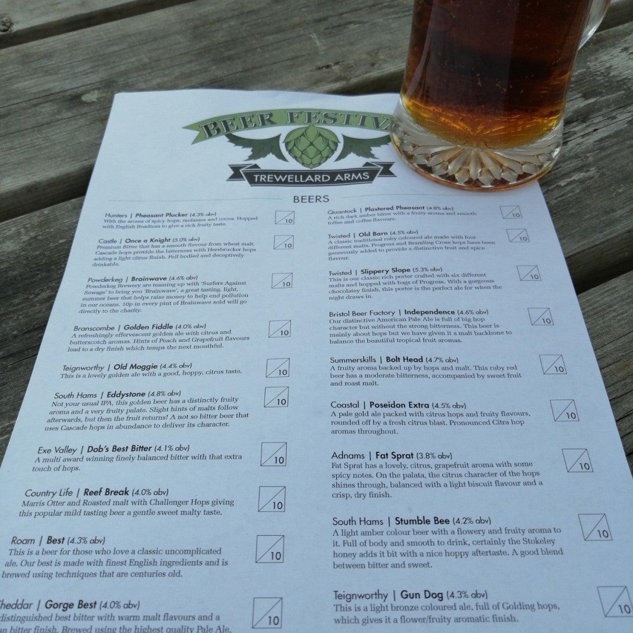 Menu at Trewellard Arms restaurant, Pendeen