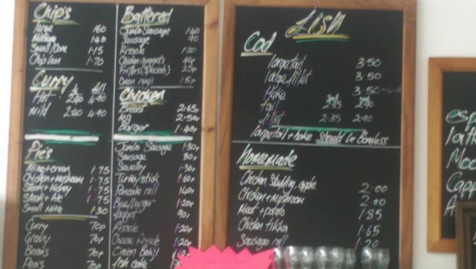 Menu at Windsor Cafe, Ammanford