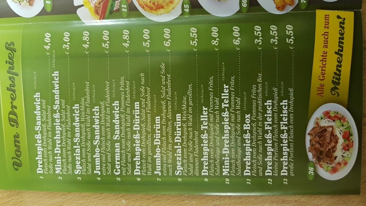 Speisekarte von Bursa Döner pub & Bar, Breitscheid