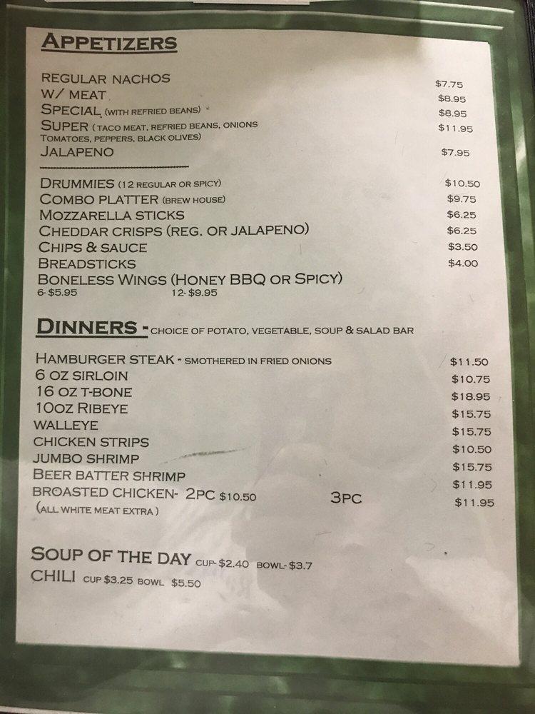 Menu at Thompson's Café pizzeria, Cavalier