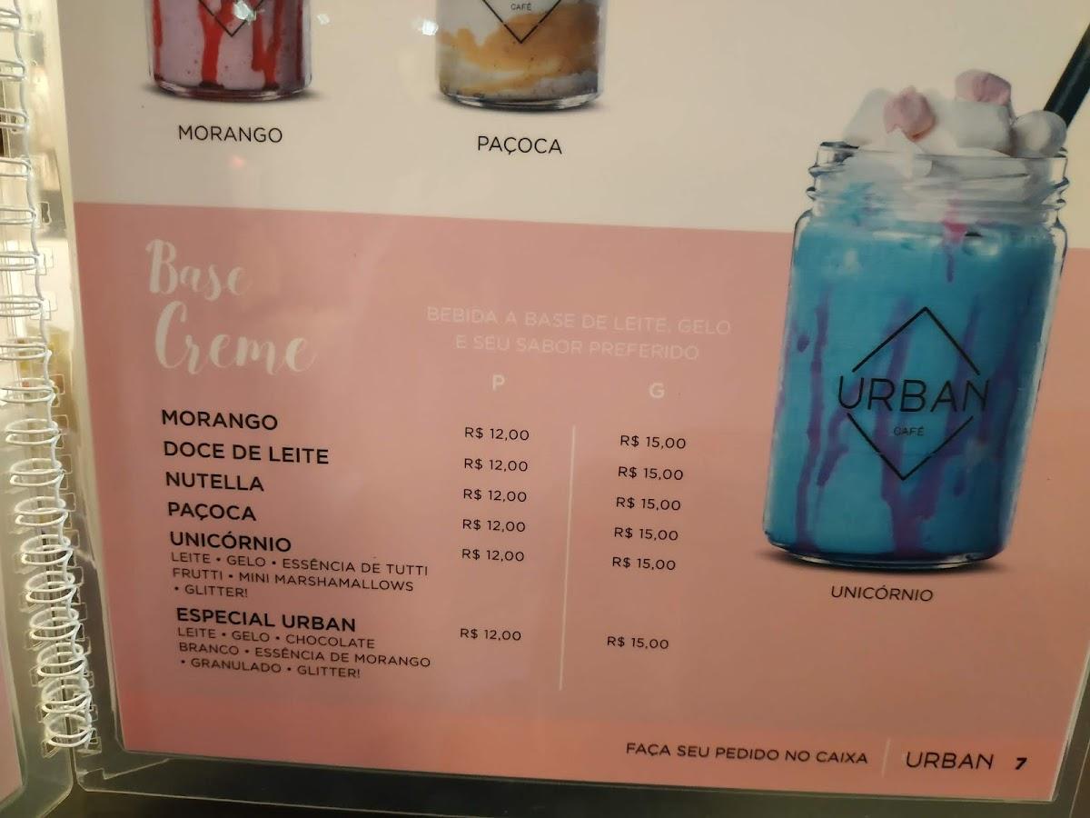 Menu em Urban Café, Presidente Prudente