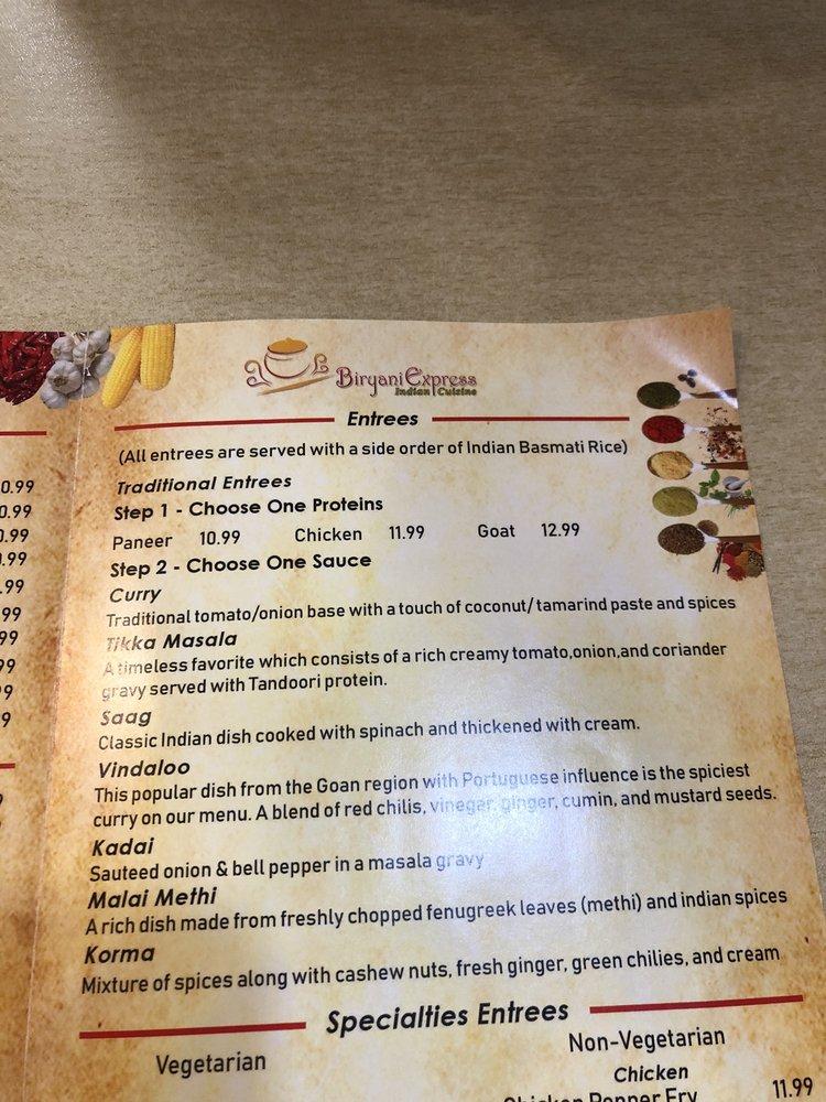 Menu at Biryani Express restaurant, Pearland, Broadway St U