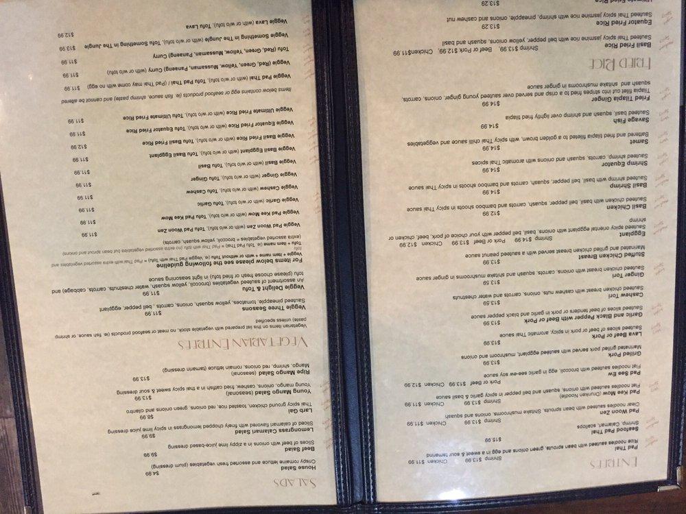 Menu at Café Equator Thai Cuisine restaurant, Metairie, Severn Ave