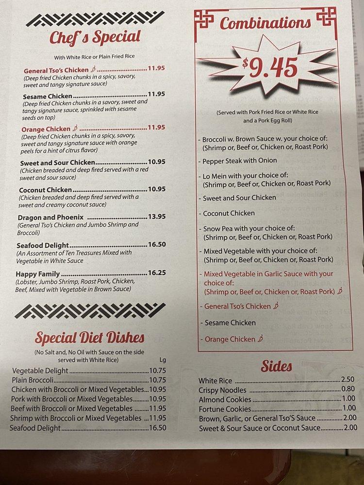 Menu at China Bowl and Sushi restaurant, Mount Carmel
