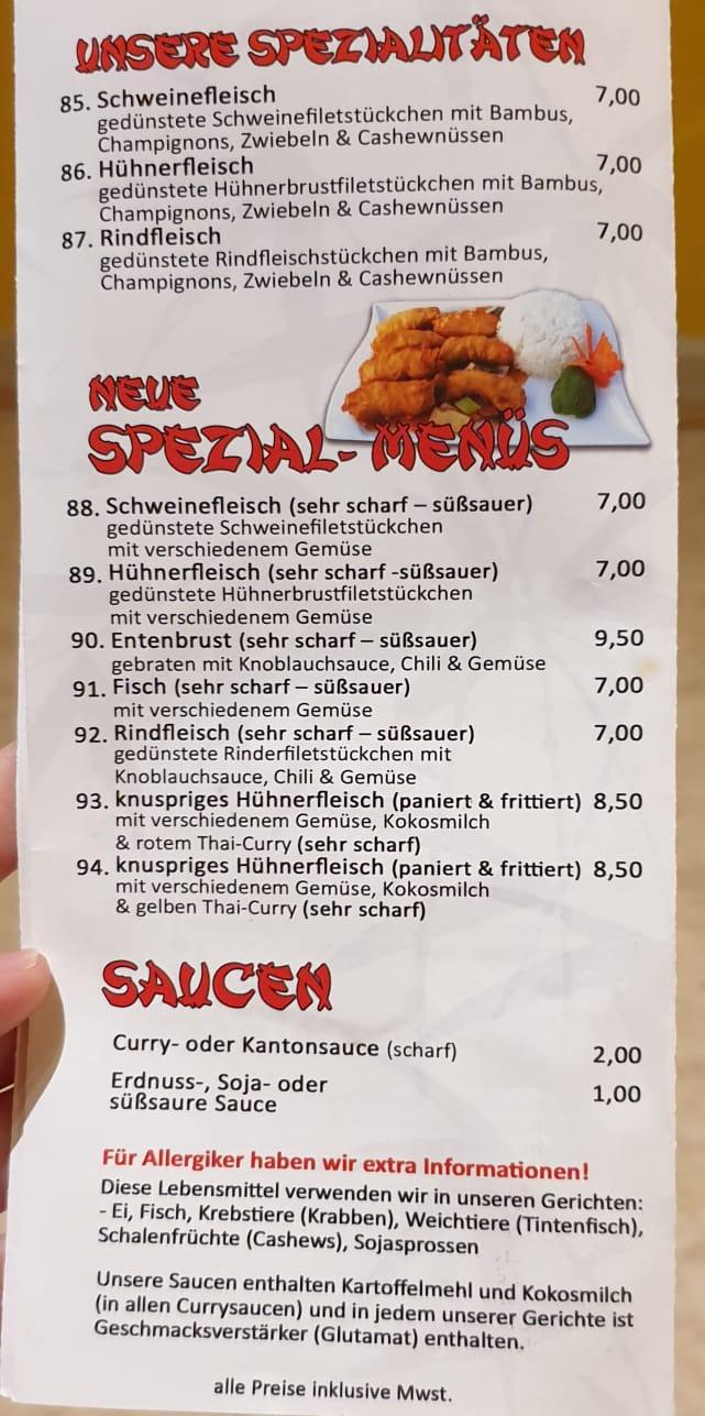 Speisekarte von China Thai Wok restaurant, Bad Sobernheim