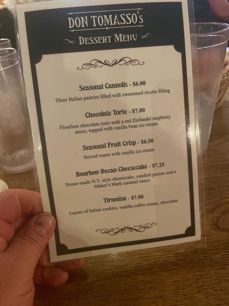 Menu at Don Tomasso's Italian Kitchen pizzeria, Upper Sandusky