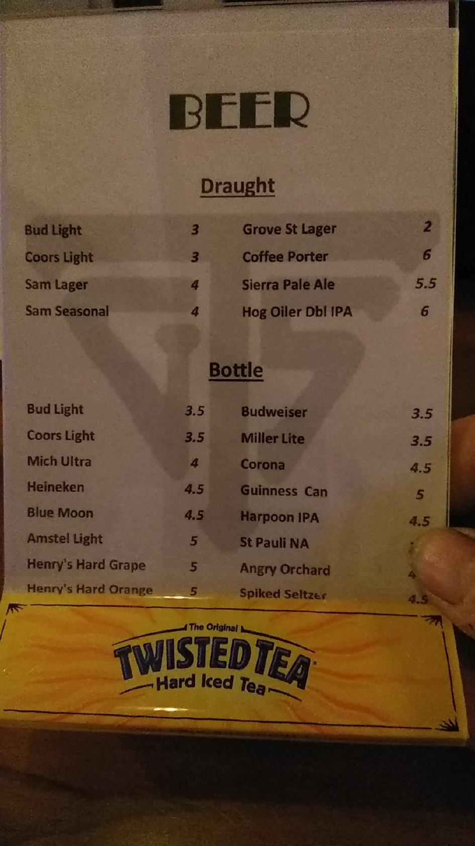 Menu at Grove Street Tavern pub & bar, Taunton