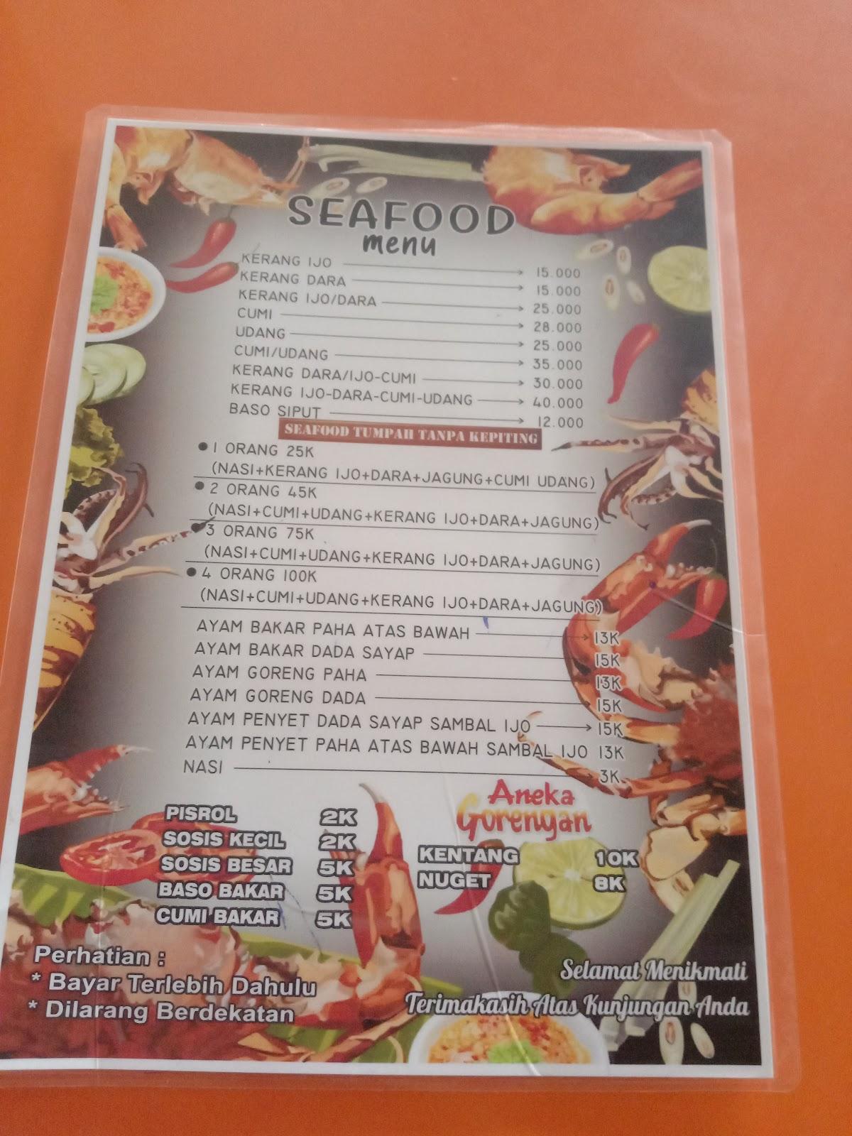 Menu at Teler Durian manja restaurant, Indonesia