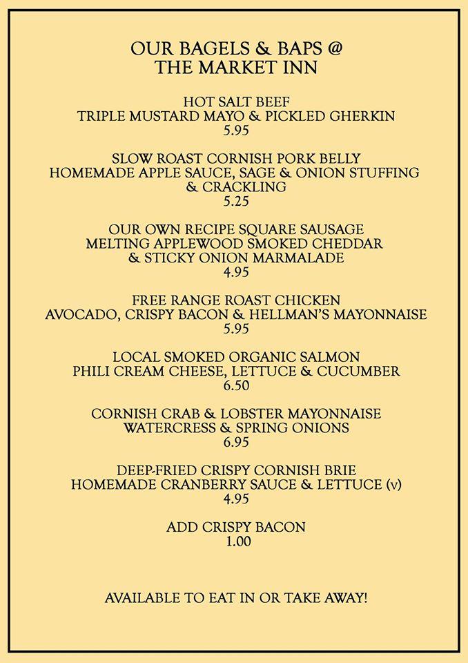 Menu at The Market Inn pub & bar, Truro
