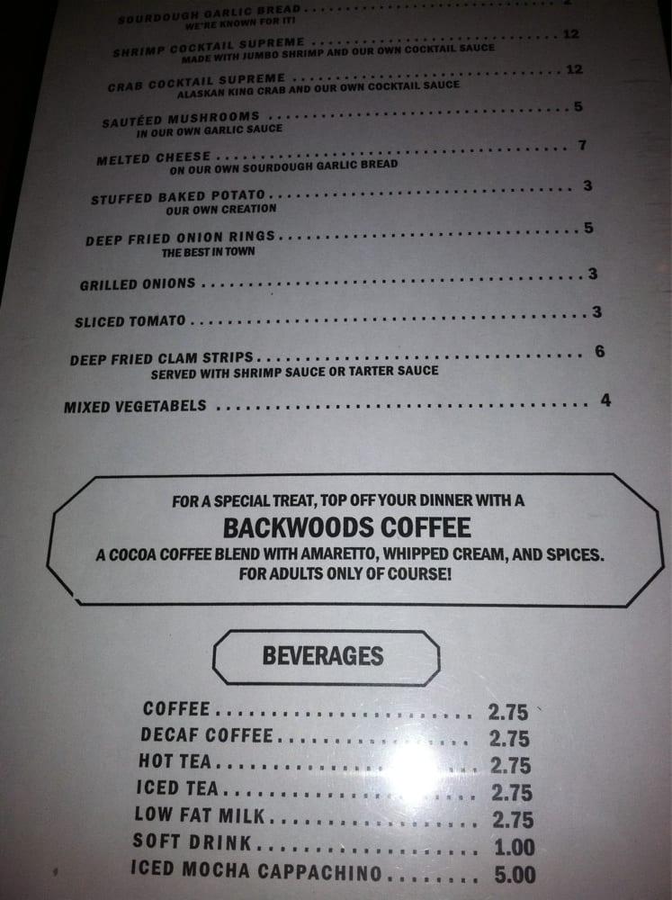 Menu at Backwoods Inn pub & bar, Santa Clarita