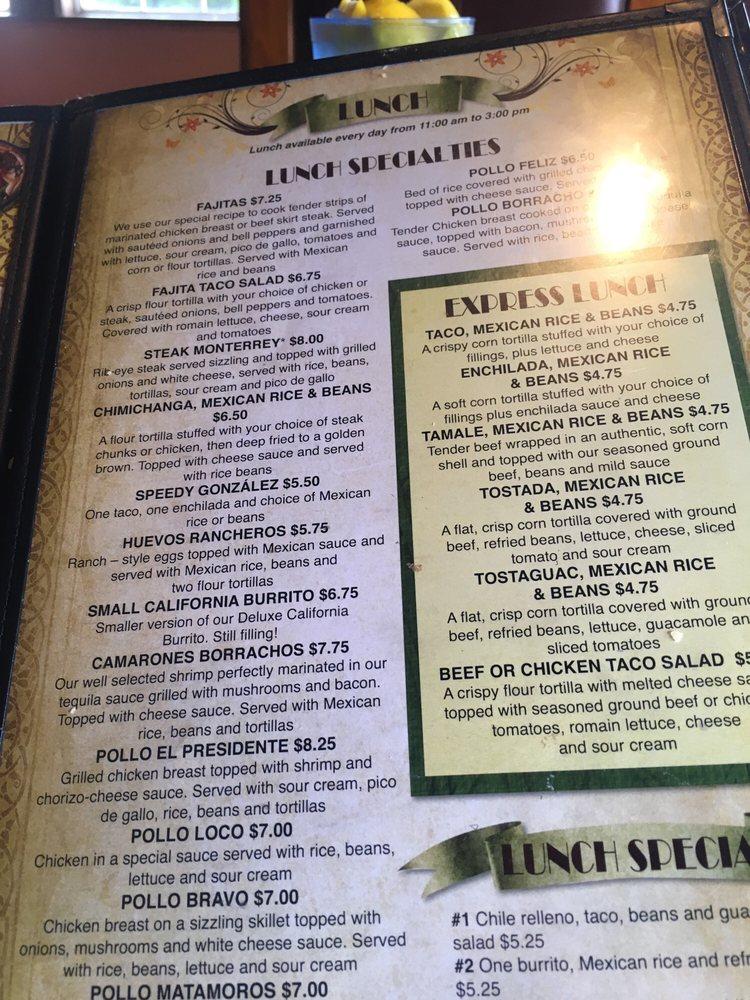 Menu at El Presidente restaurant, Covington