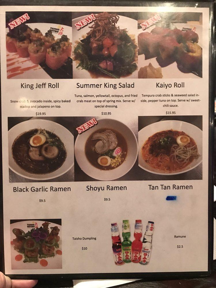Menu at Taisho Bistro Japanese Izakaya Buffalo restaurant, Amherst