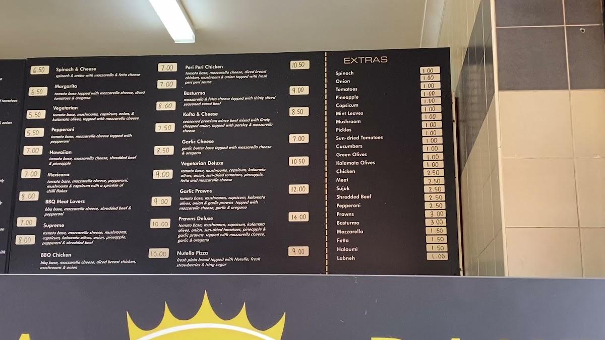 Menu at Banksia Bakery, Banksia, 26 Railway St