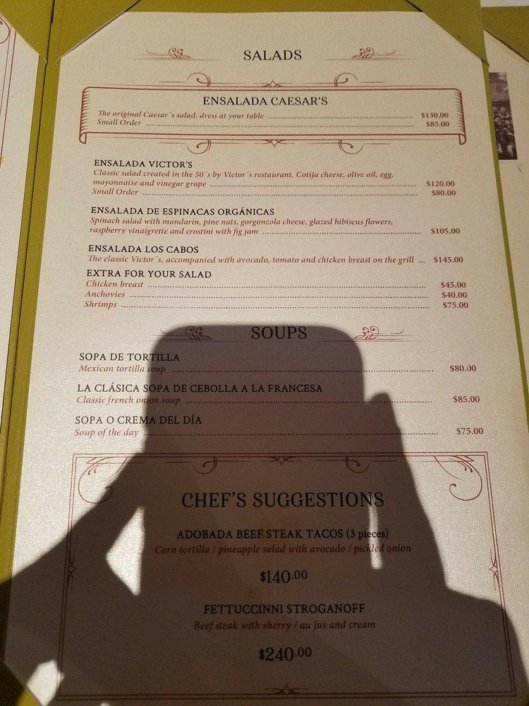 Menu at Caesar's pub & bar, Tijuana, Av. Revolución 8190