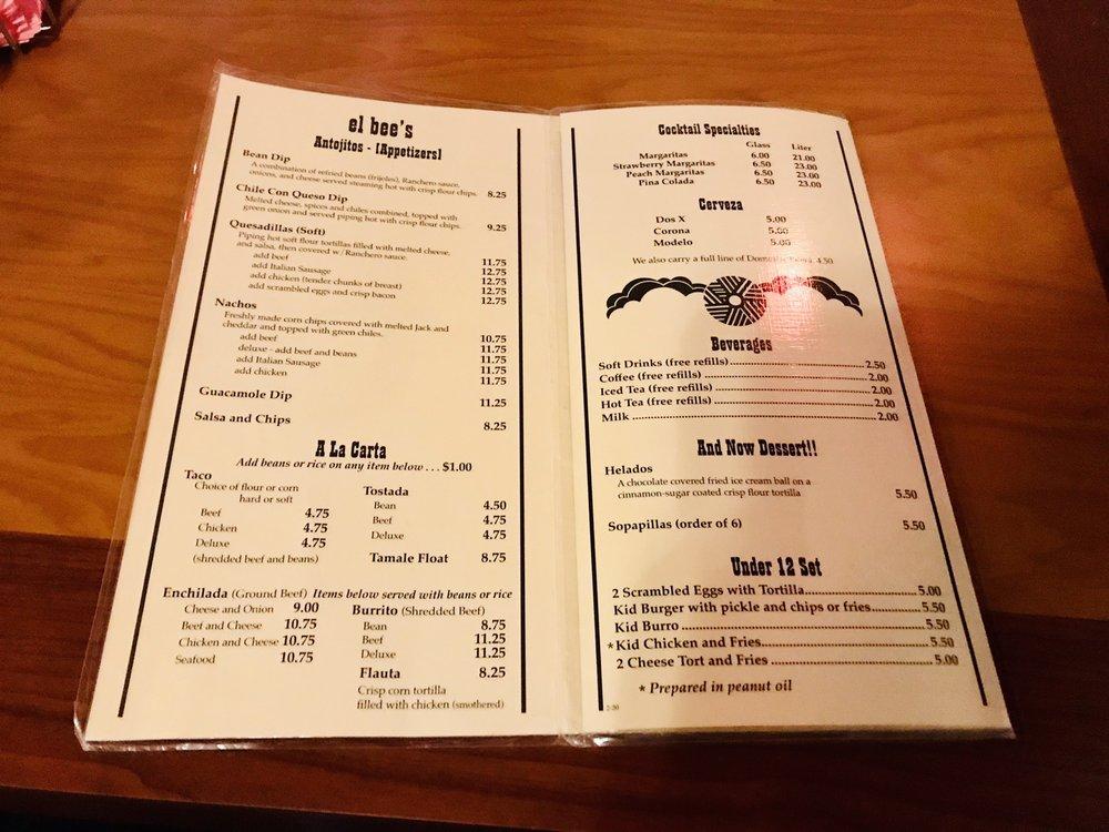 Menu at El' Bee's restaurant, Omaha, S 144th St