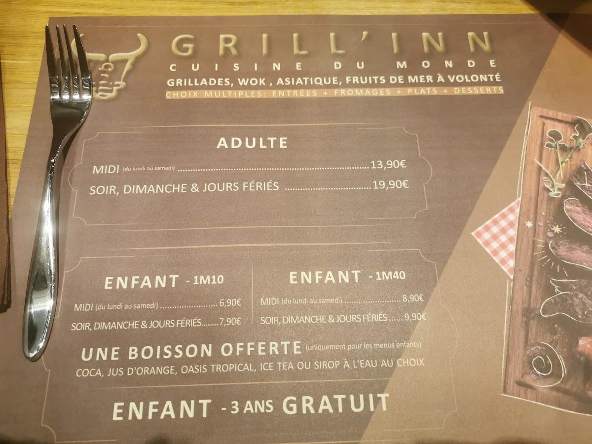 Carta del restaurante Grill’inn cholet, Cholet