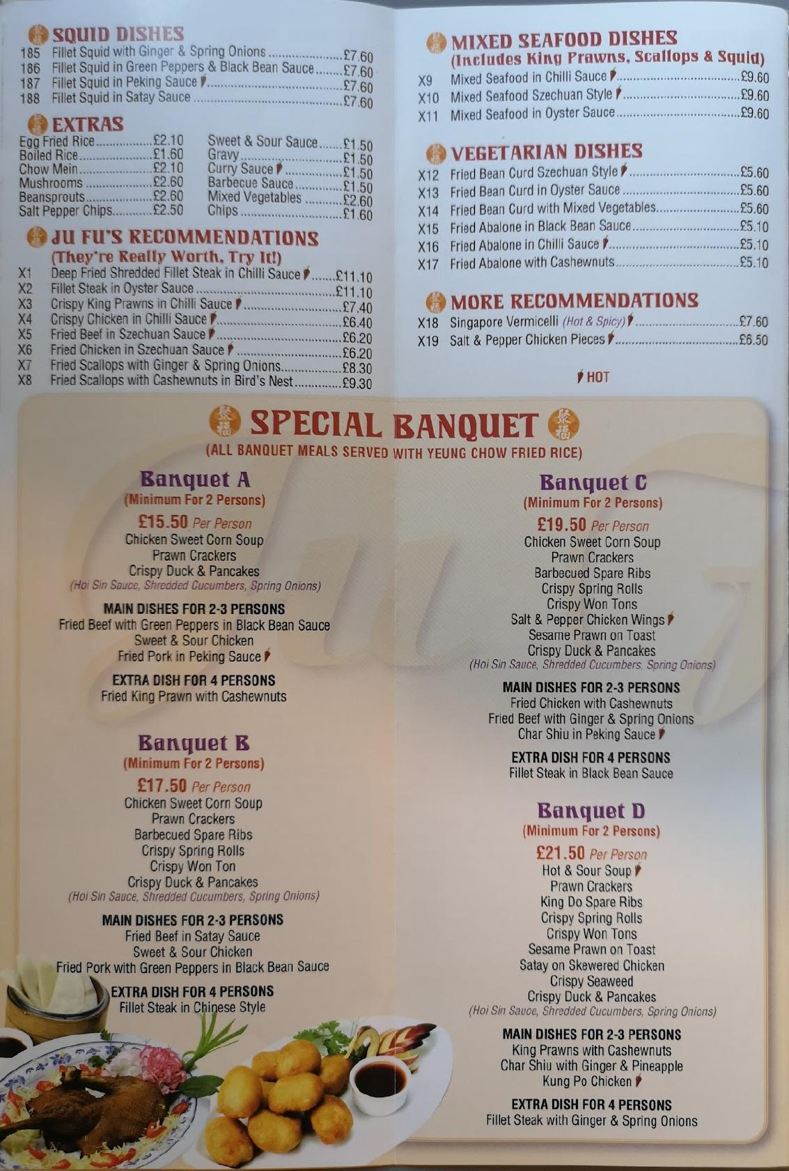 Menu at Ju Fu restaurant, Liverpool, 15 Dover Rd